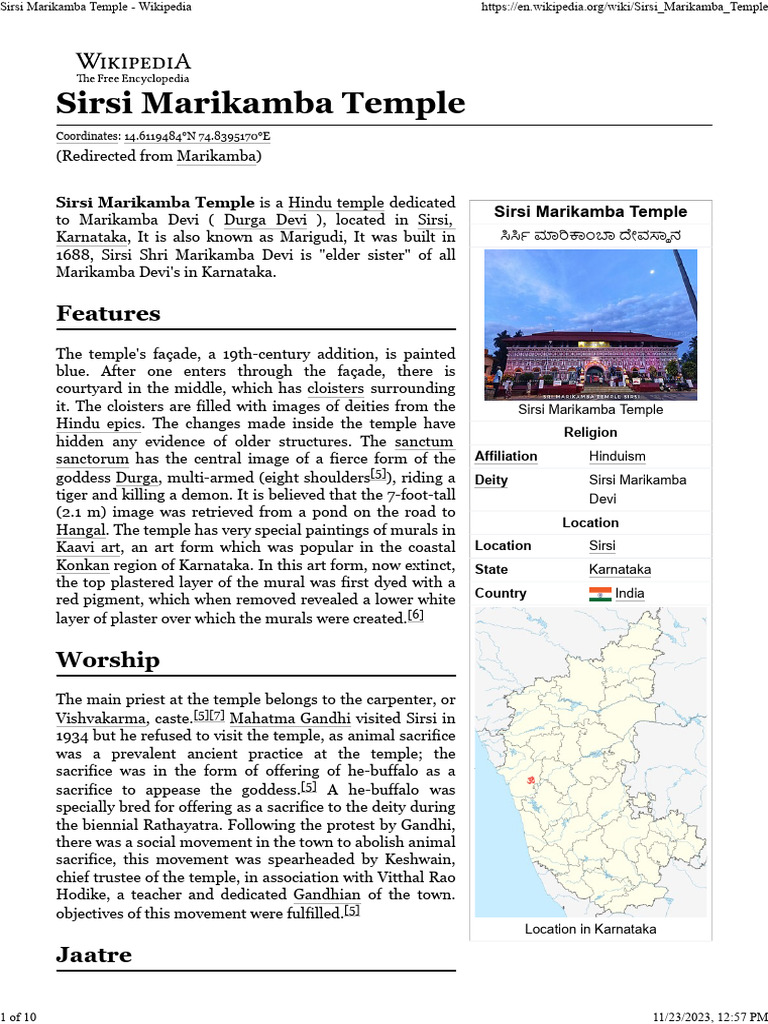 Sirsi Marikamba Temple | PDF | Hindu Tantra | Gender And Hinduism