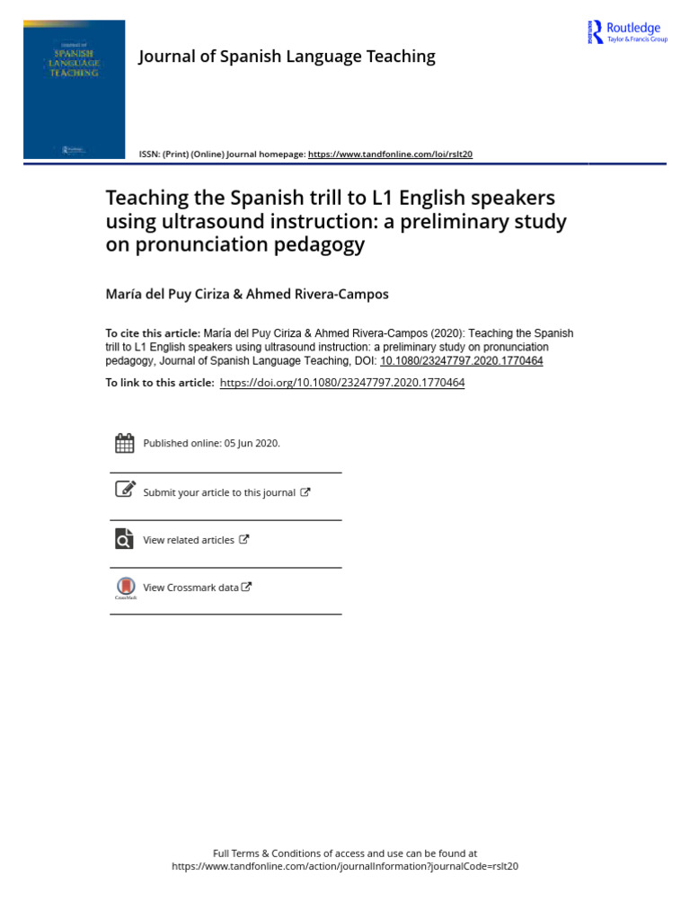 Teaching The Spanish Trill To L1 English | PDF | Second Language ...