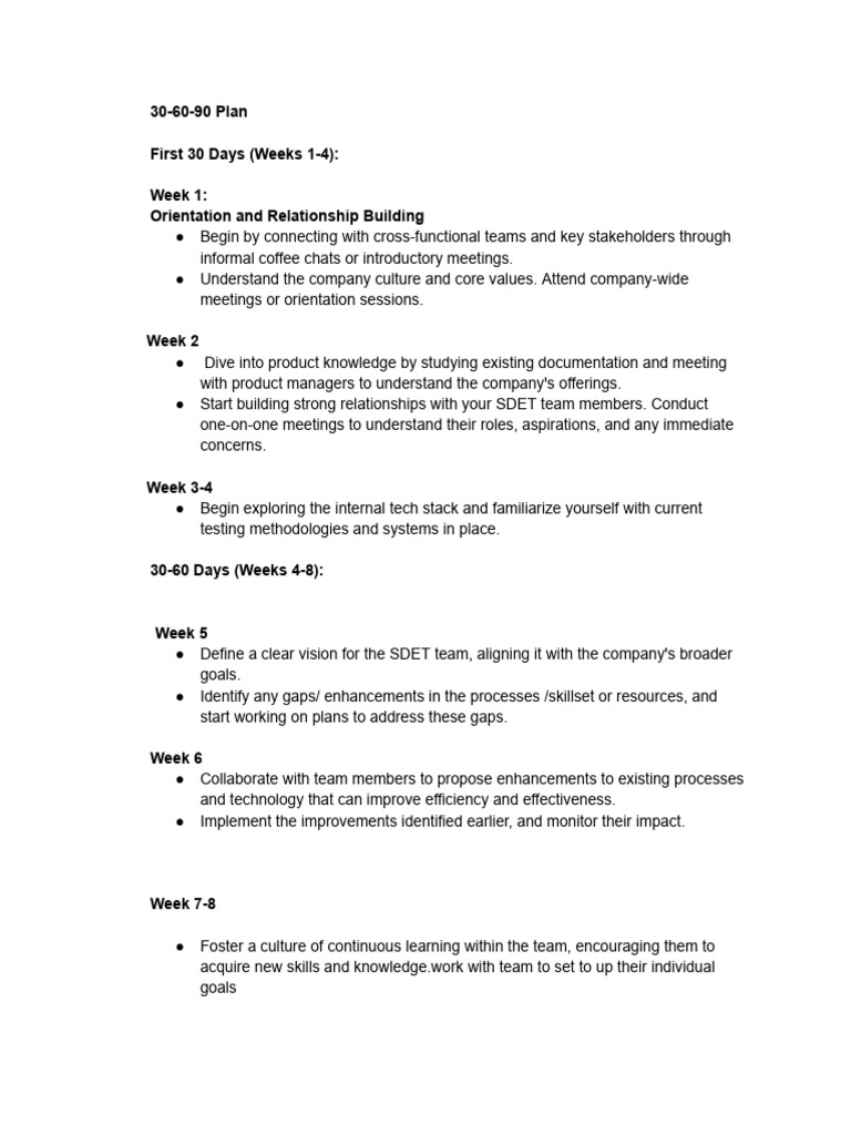 30-60-90 Plan | PDF