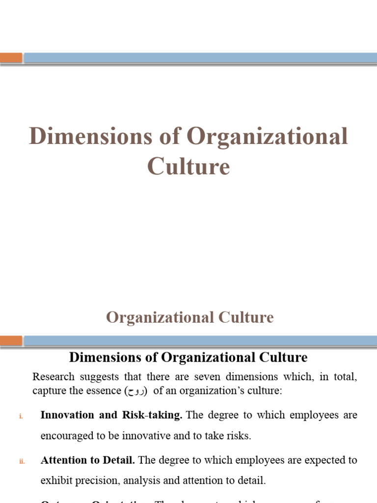 Dimensions of Organizational Culture | PDF