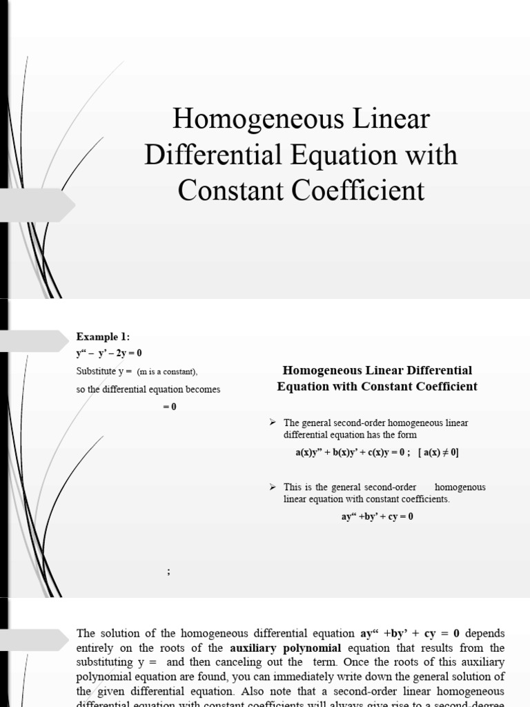 Solving Homogeneous Linear DEs | PDF | Equations | Differential Equations