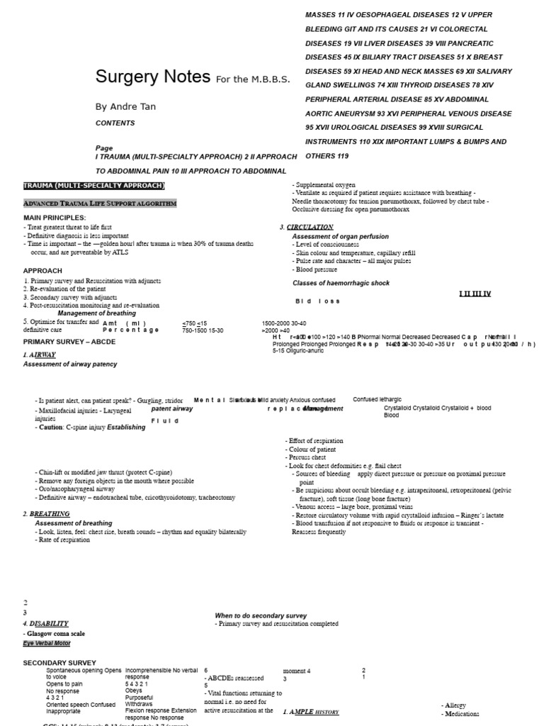 Surgical Notes (Teddy) | PDF | Injury | Diseases And Disorders