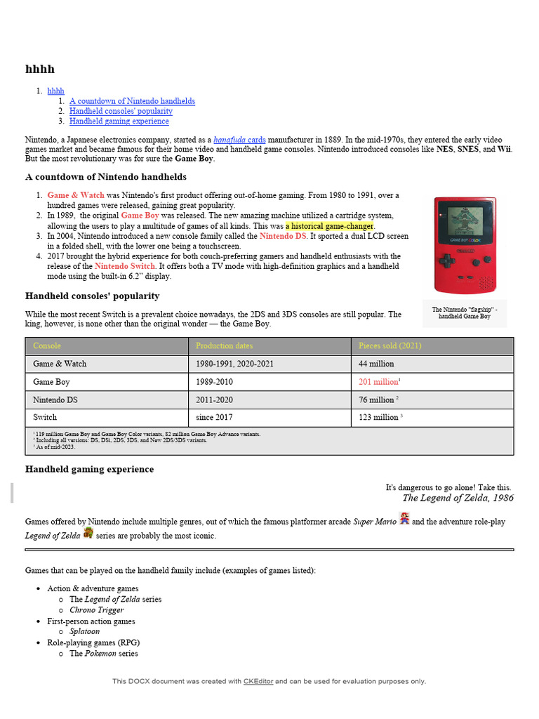 Export Word Demo | PDF | Nintendo | Video Game Consoles