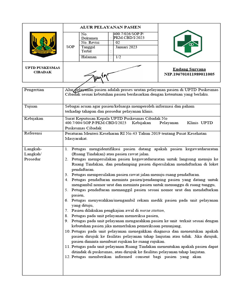 Sop Alur Pelayanan Pasien Pdf