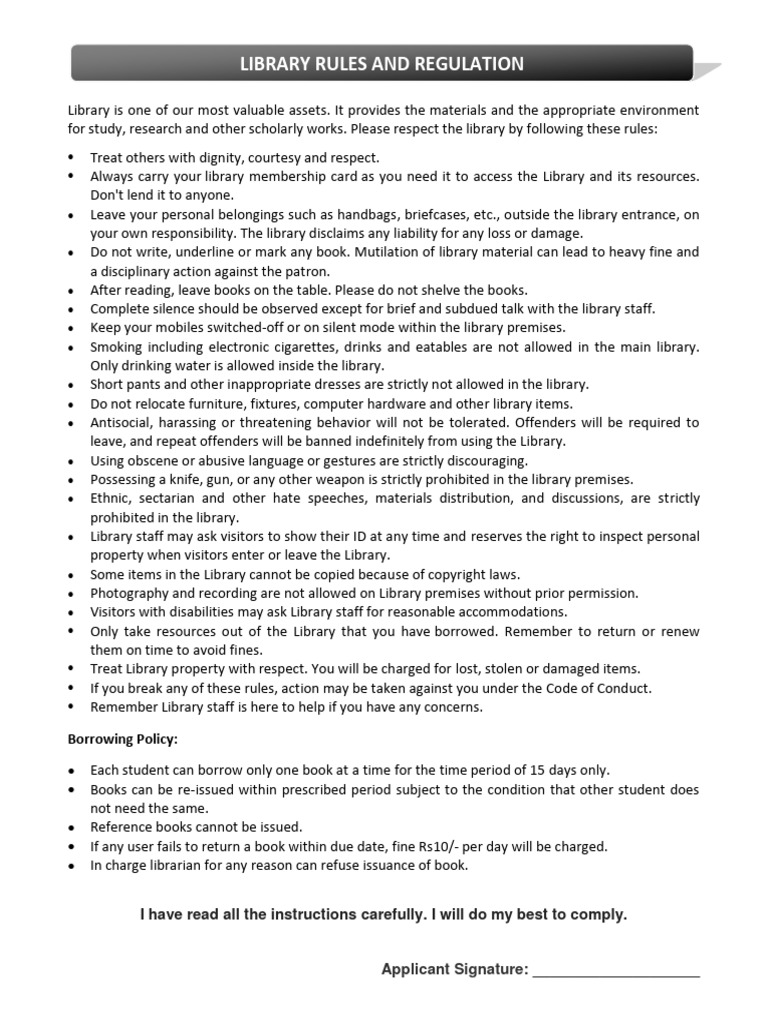 Membership Form (Library Rules | PDF | Libraries | Justice