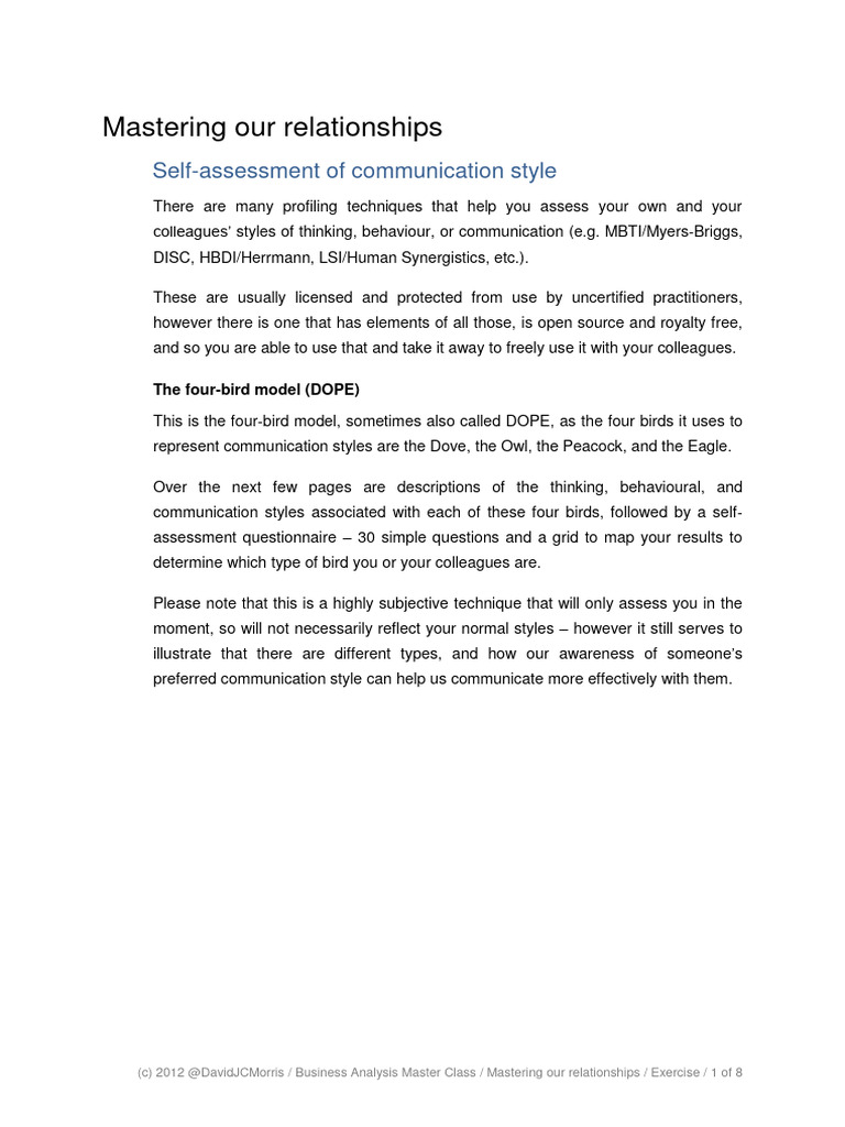 Mastering Our Relationships: Self-Assessment of Communication Style ...