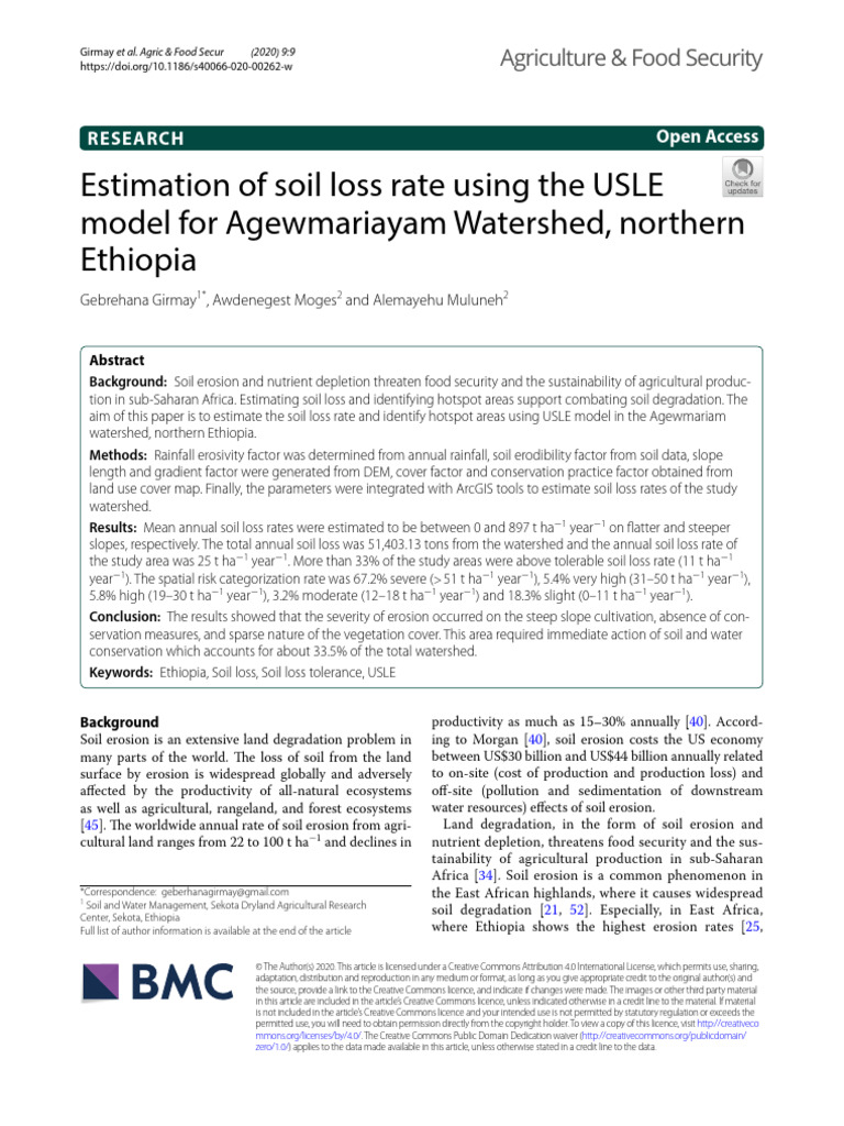 Estimation of Soil Loss Rate Using The USLE Model | PDF | Erosion | Soil