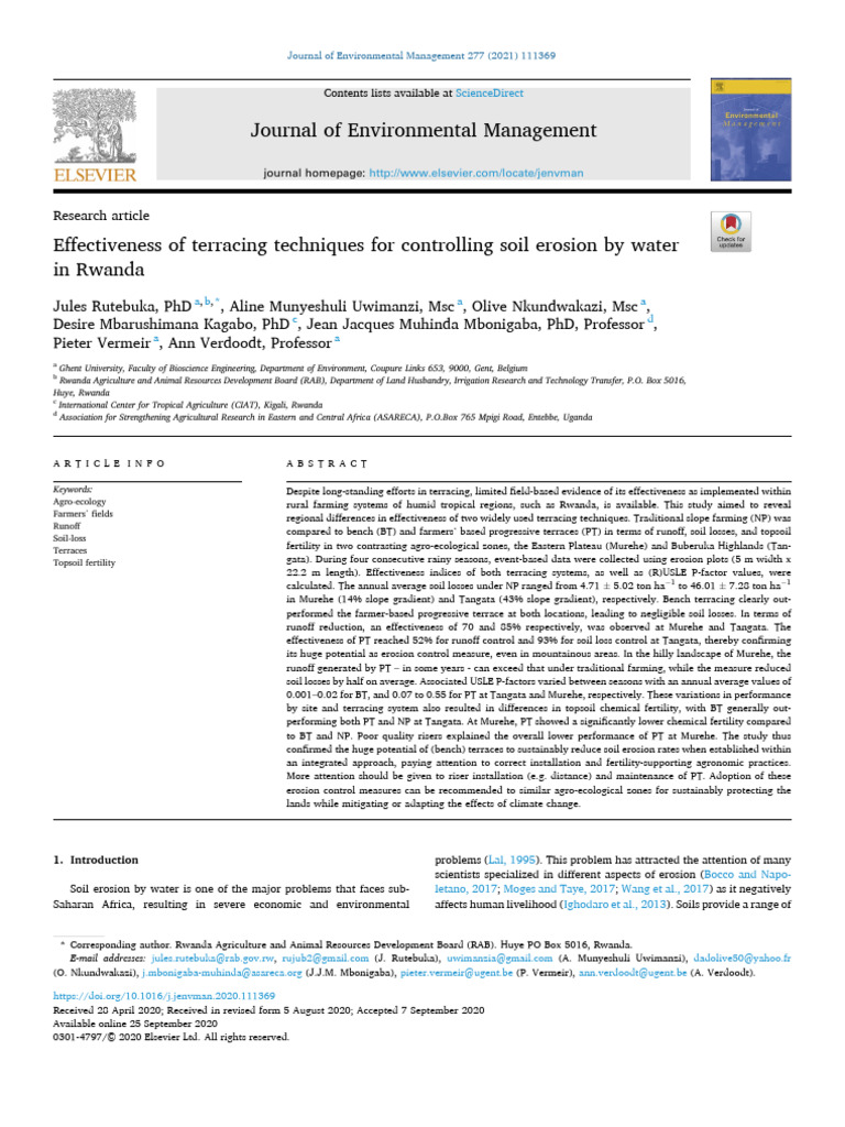 Effectiveness of Terracing Techniques For Controlling Soil Erosion by ...