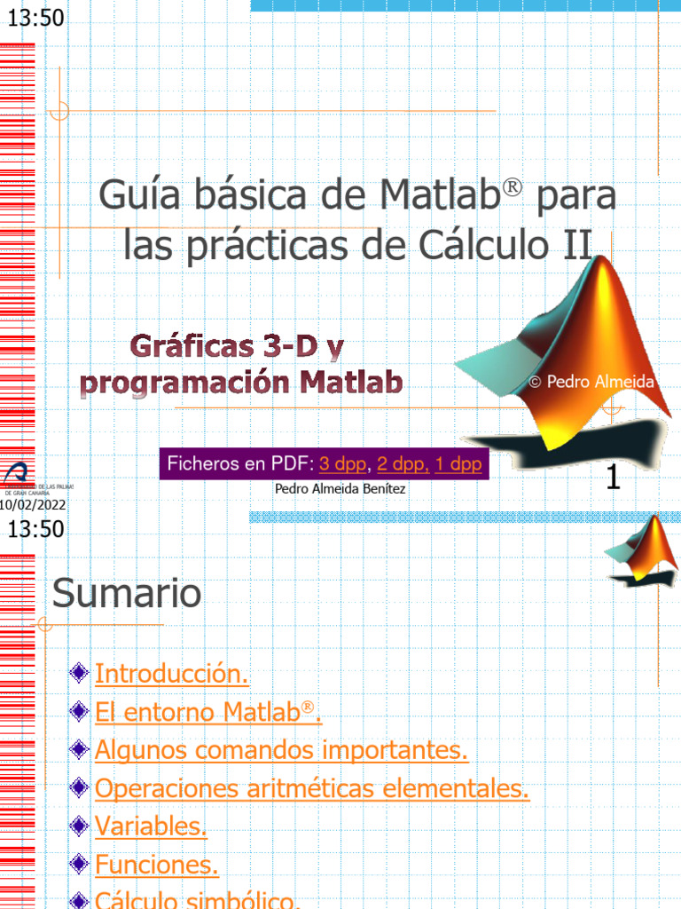 Guía Básica de Matlab para Realizar Las Prácticas de Cálculo II | PDF | Matemáticas | Lógica ...