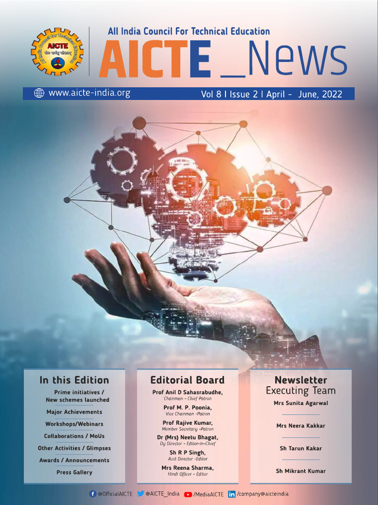 AICTE - NewsLetter Vol.9 - April-June 2022 - English | PDF