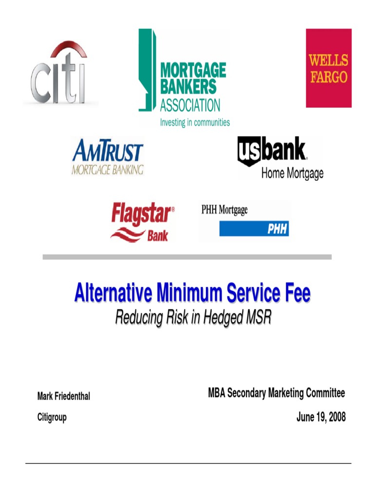 Alternative Minimum Service Fee | PDF | Mortgage Backed Security | Loans