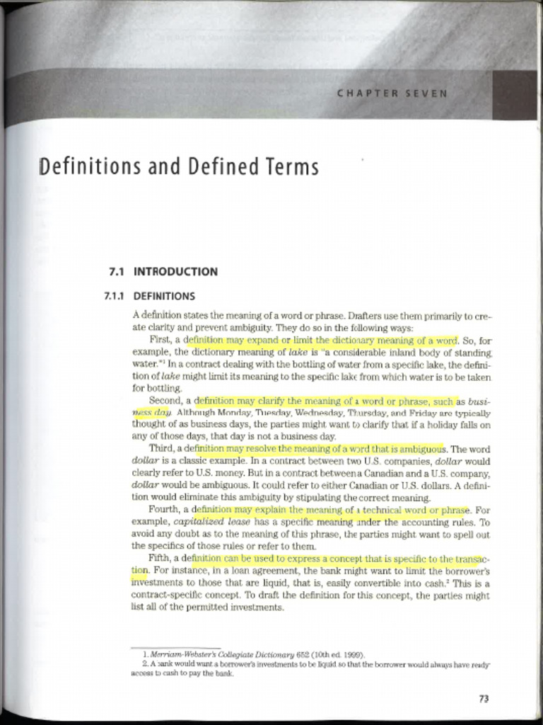 Definitions - Contracts | PDF