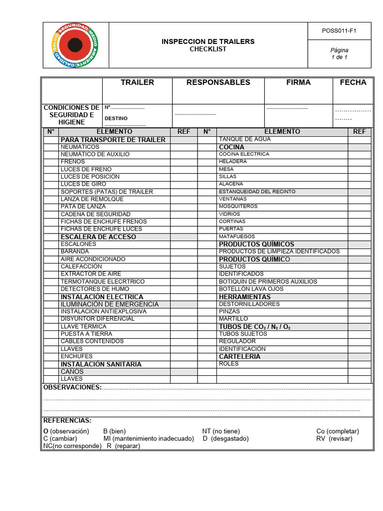 Checklist De Inspección De Trailers Pdf Bienes Manufacturados