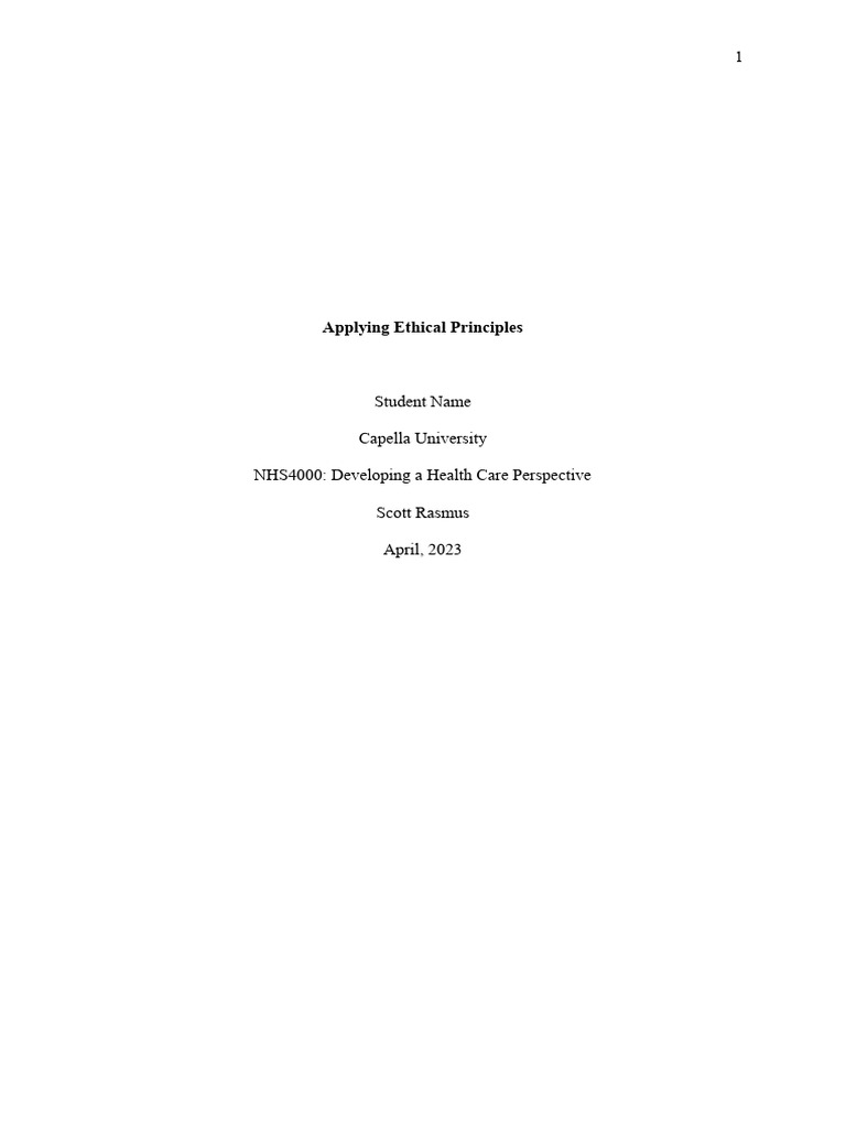 NHS-FPX 4000 Applying Ethical Principles | PDF | Autonomy | Vaccination