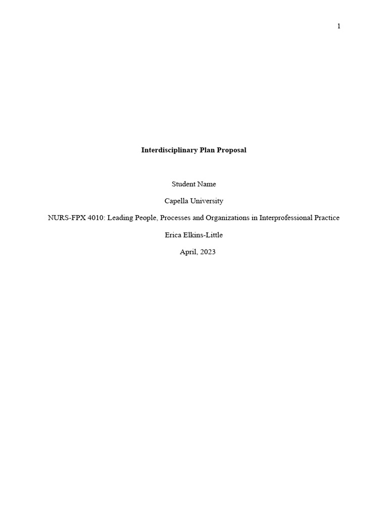 NURS-FPX 4010 Interdisciplinary Plan Proposal | PDF | Intensive Care Unit | Health Care