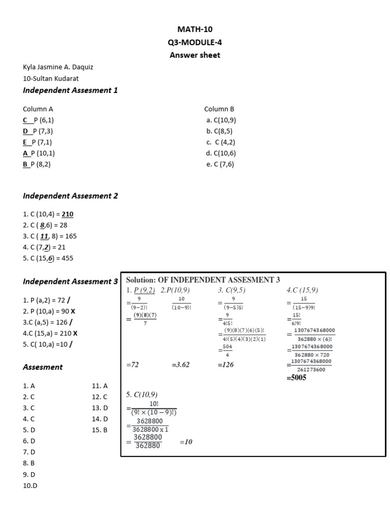 Math-Q3-Module-4,5,6 and Performance Task 3 and 4 | PDF | Permutation | Mathematics