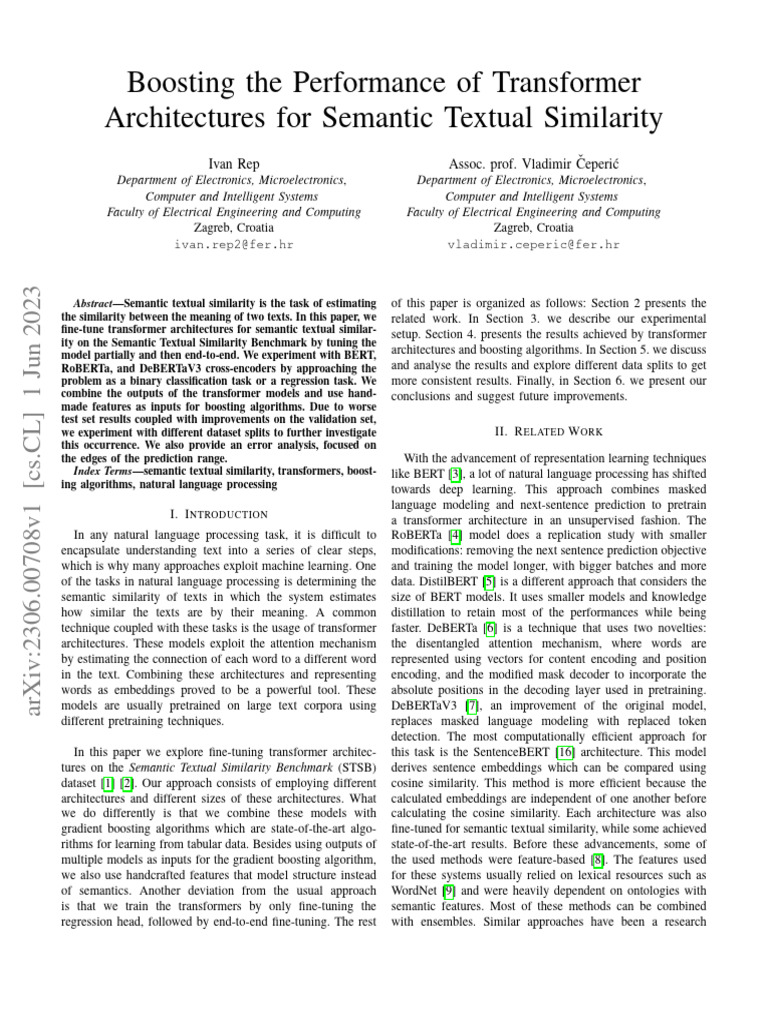 Transformer Boosting for Text Similarity | PDF | Cognition | Statistics