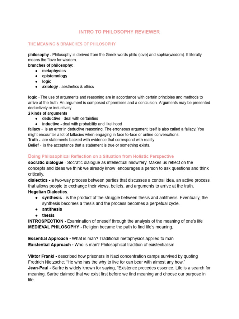 Intro To Philo Reviewer | PDF | Truth | Argument