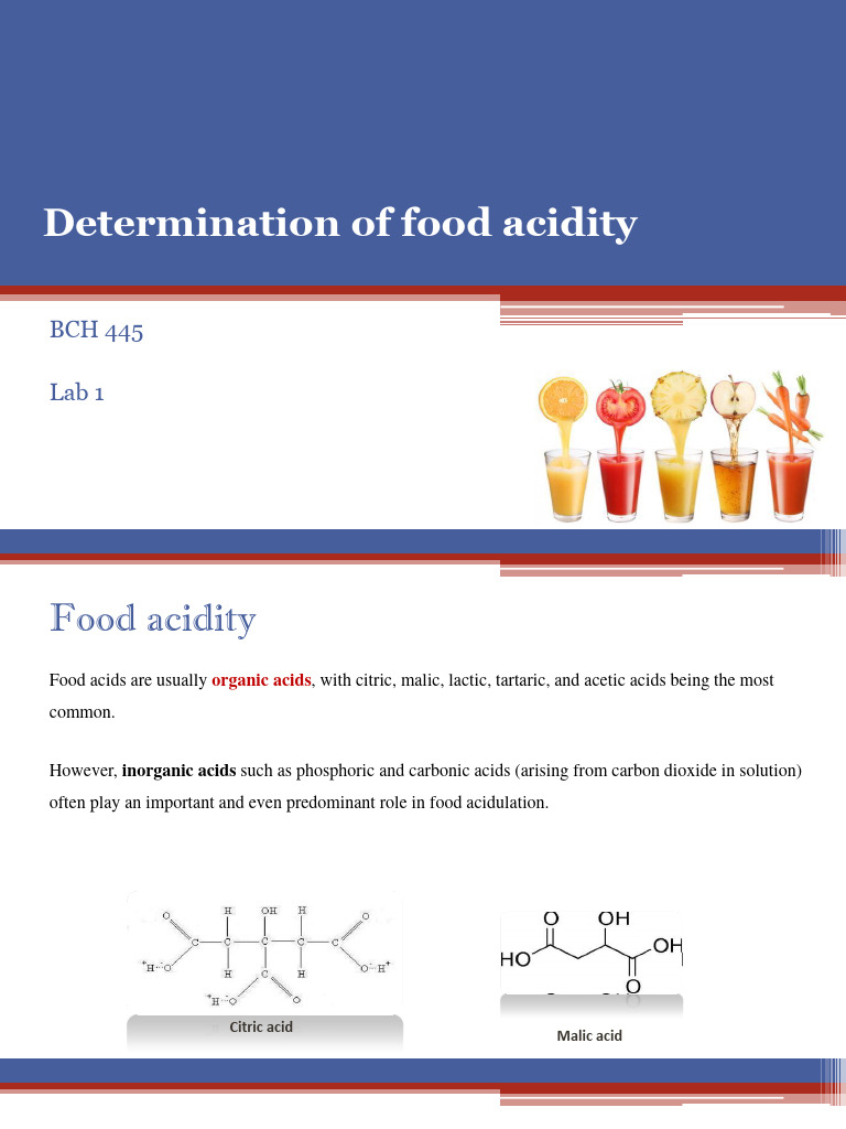 Determination of Food Acidity | PDF | Acid | Titration