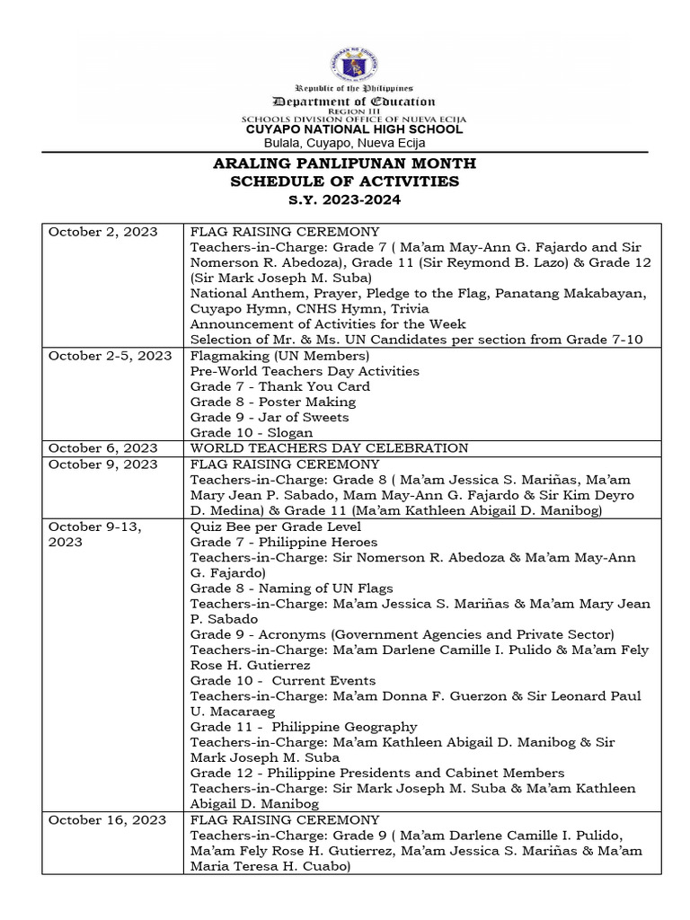 2023 Month of Ap Schedule of Activities | PDF