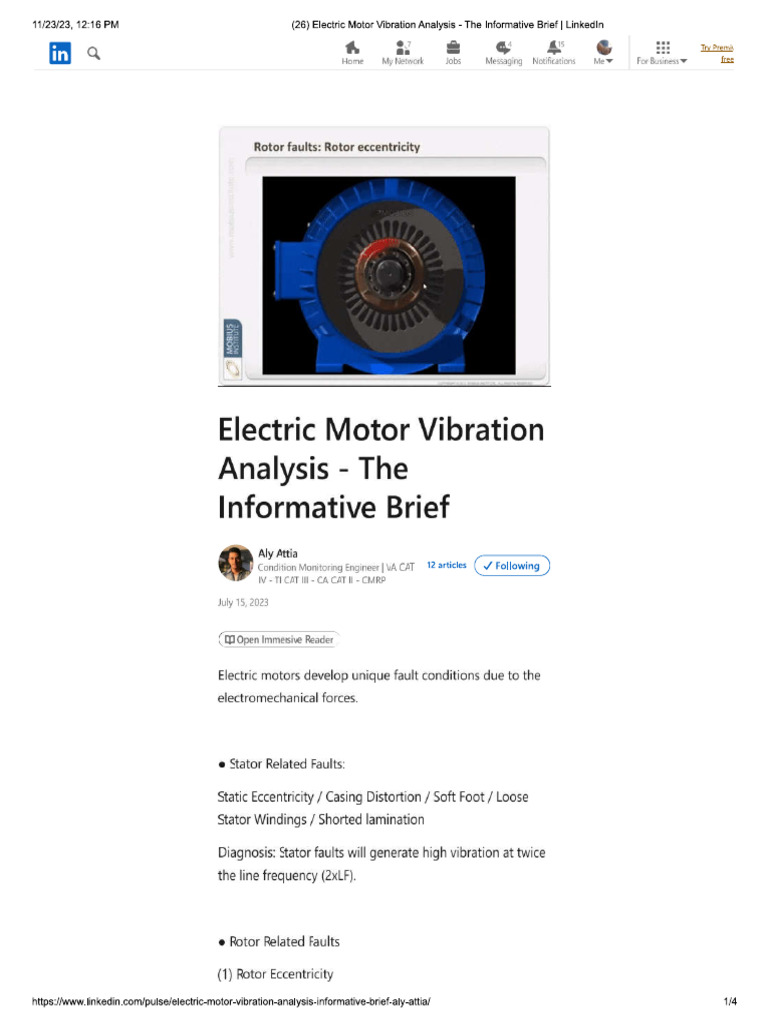 Electric Motor Vibration Analysis - The Informative Brief | PDF