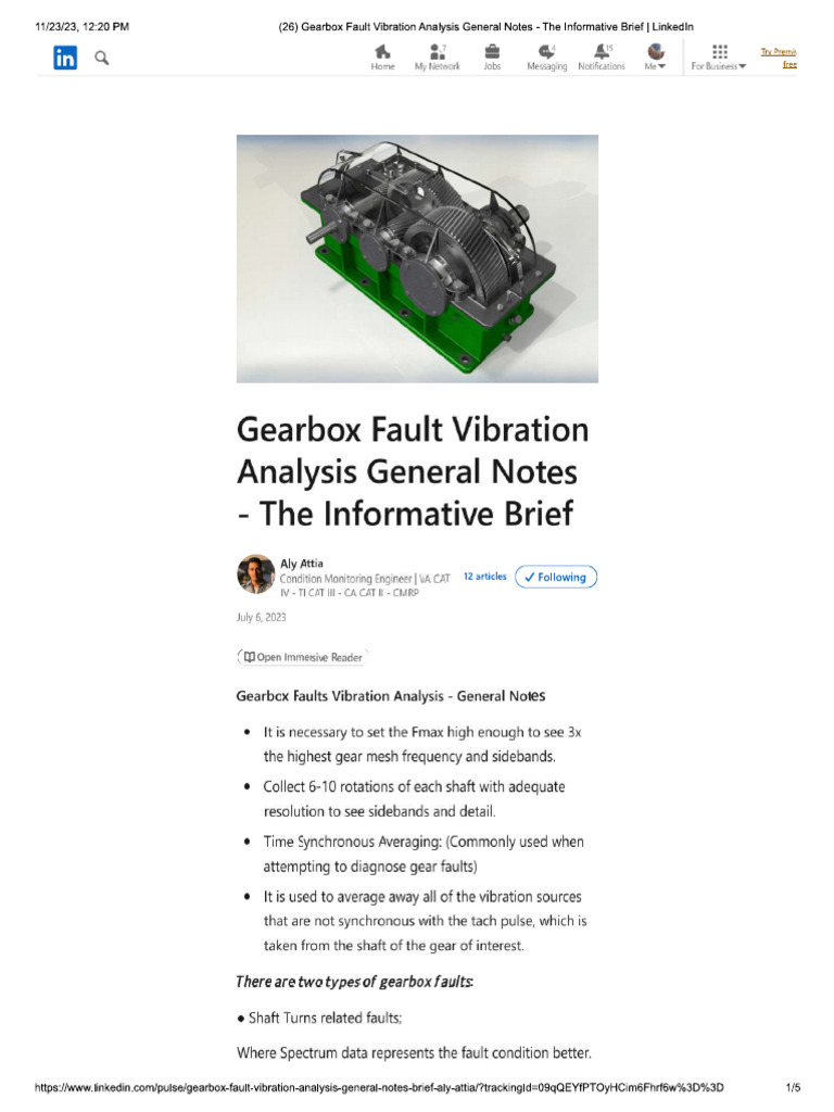 Gearbox Fault Vibration Analysis G.. | PDF