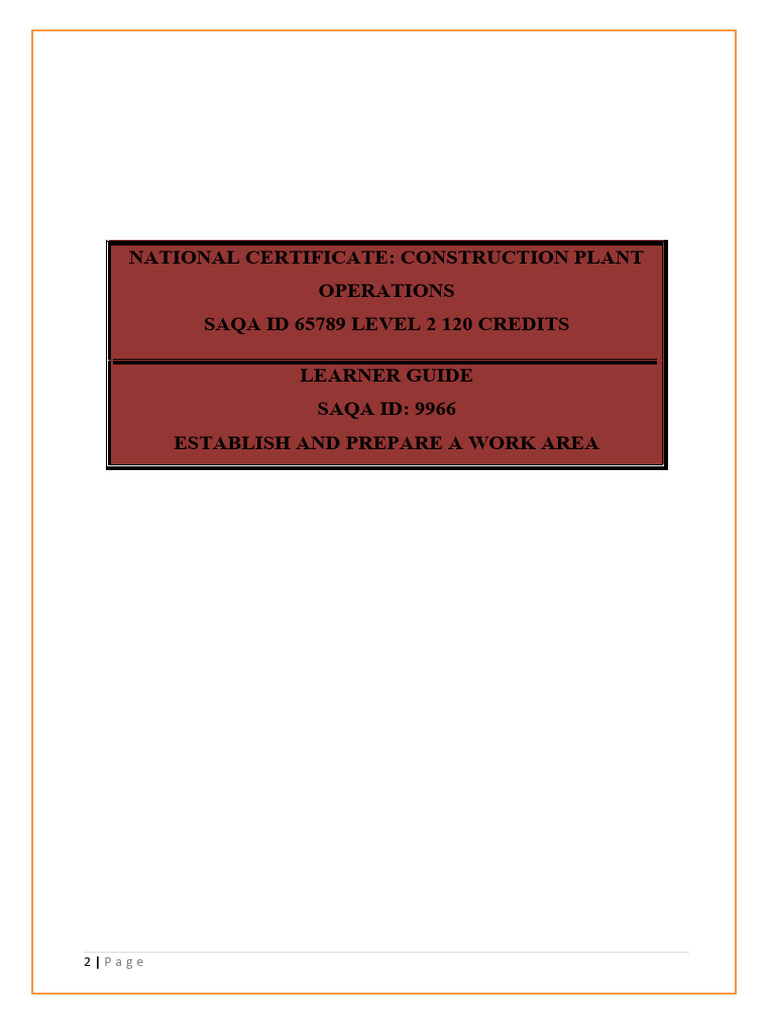Saqa 9966 Learner Guide Pdf Specification Technical Standard