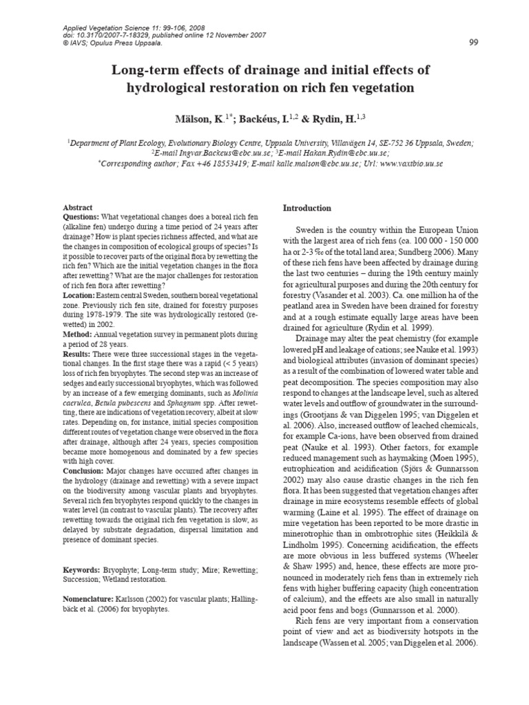 Long-Term Effects of Drainage and Initial Effects of | PDF ...