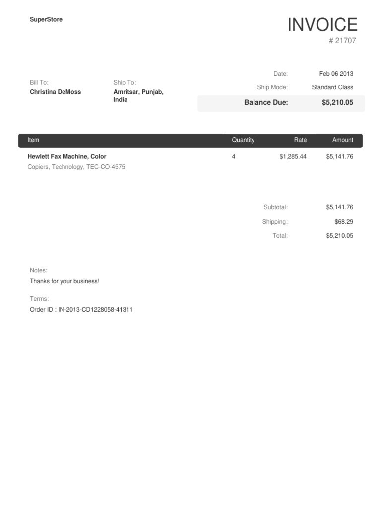 Invoice - Christina DeMoss - 21707 | PDF