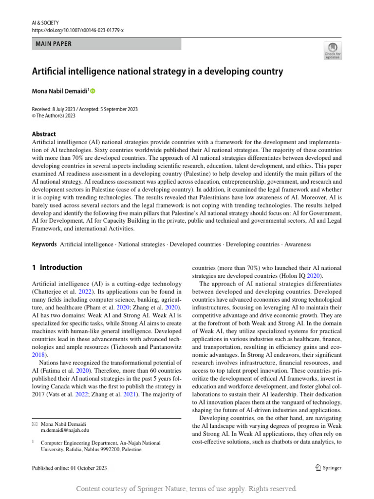 Artificial Intelligence National Strategy in A Dev | PDF | Artificial Intelligence ...