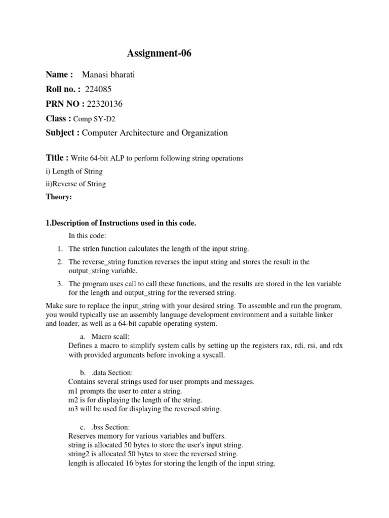 4085 Cao Ass6 | PDF | String (Computer Science) | Assembly Language