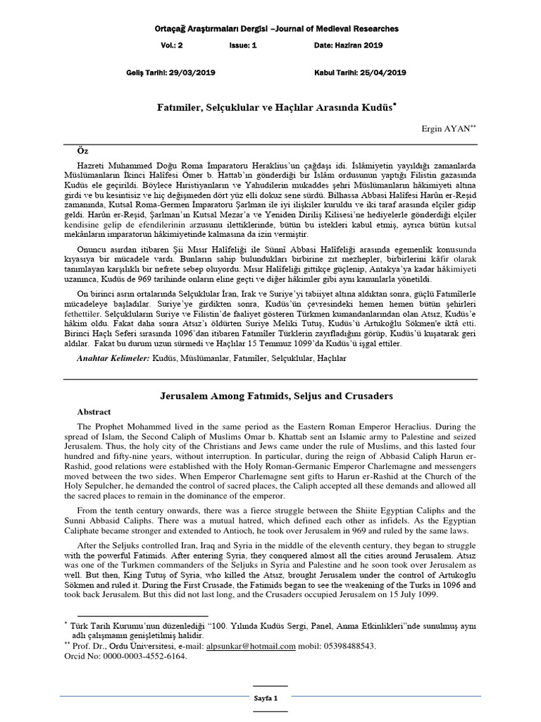 Sel - Uklular Fatimiler Ve Ha - Lilar Arasinda Kud - S (#546625) - 739526 | PDF