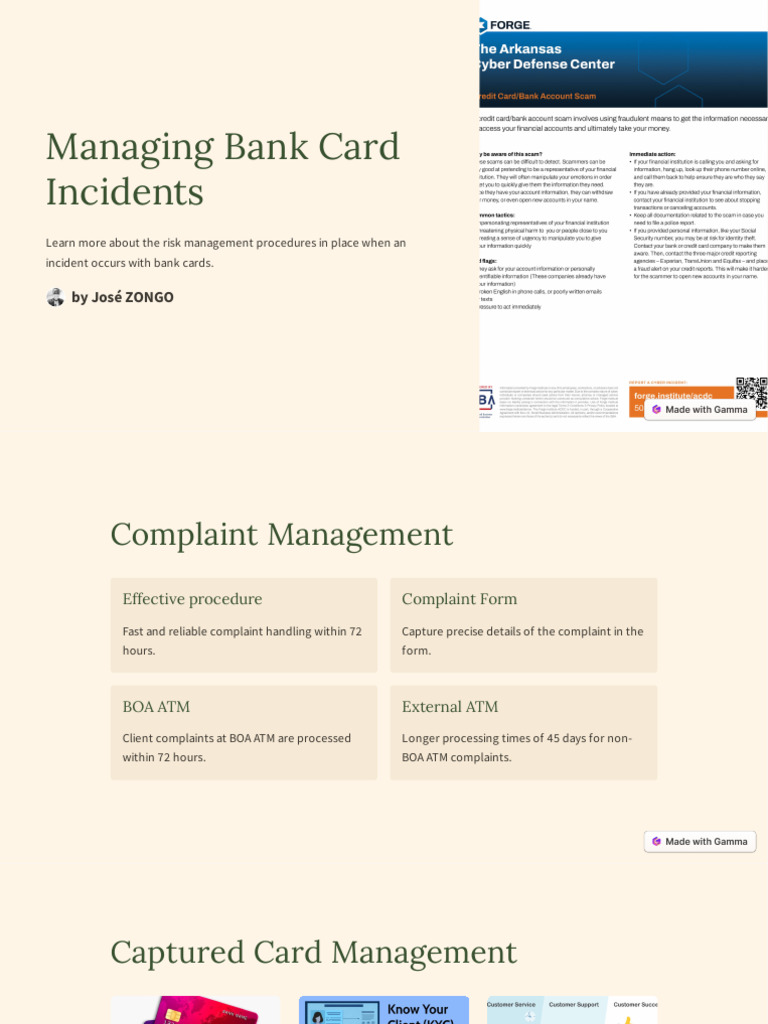 Managing Bank Card Incidents | PDF | Automated Teller Machine | Banks