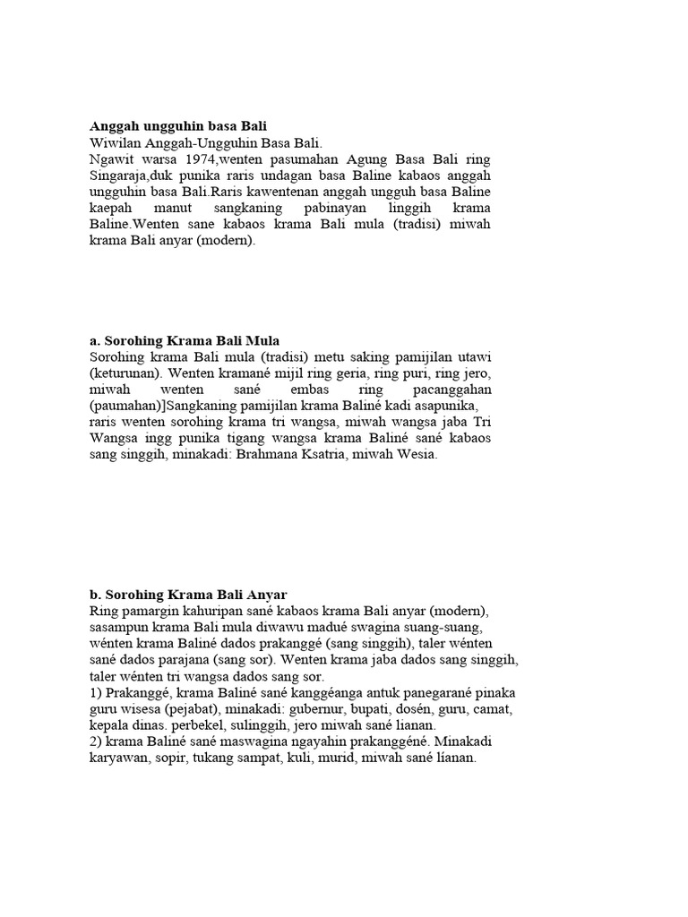 Anggah Ungguhin Basa Bali | PDF