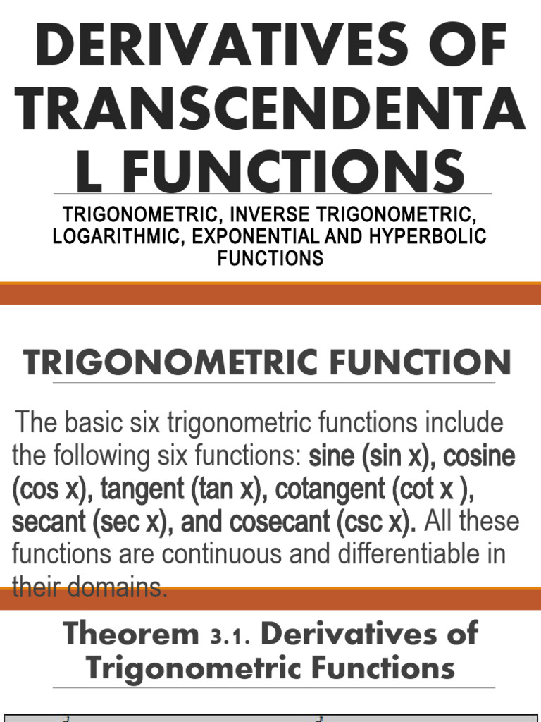 Derivatives of Transcendental Functions | PDF