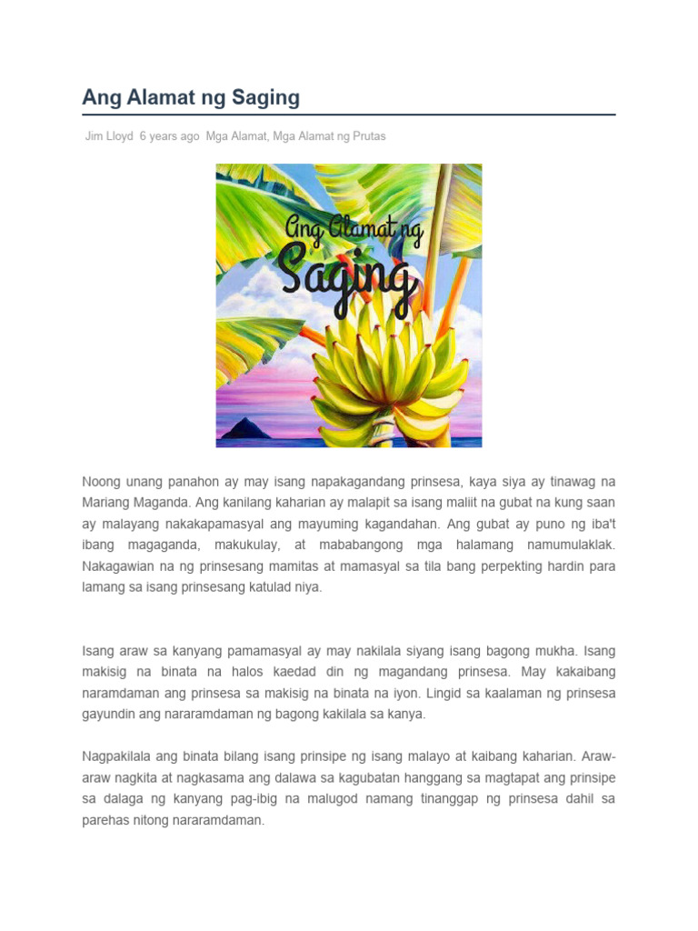 Ang Alamat NG Saging | PDF