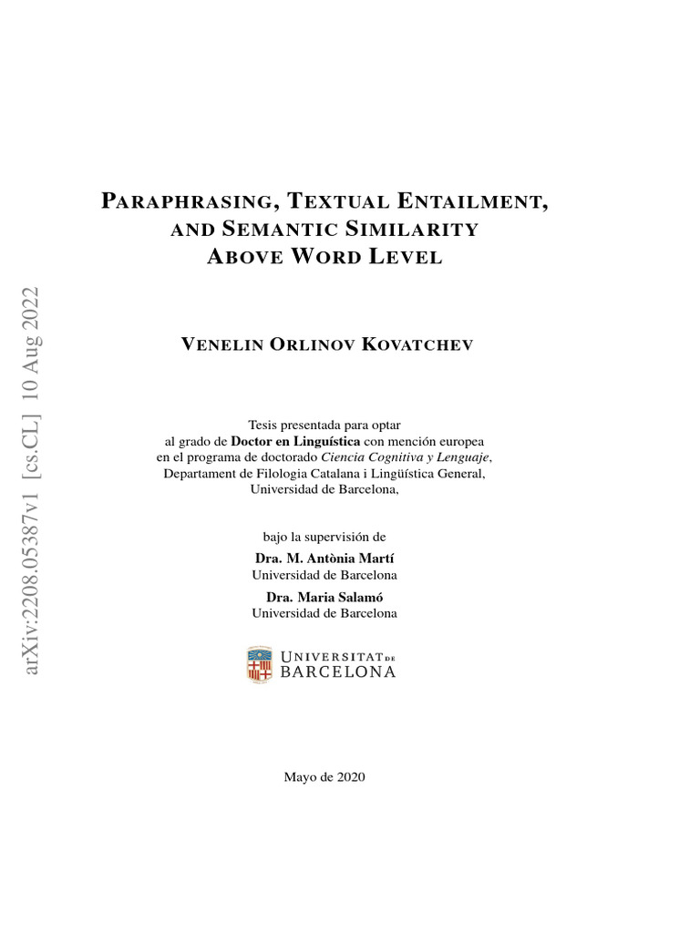 Paraphrasing Textual Entailment and Semantic Simil | PDF | Applied Linguistics | Grammar