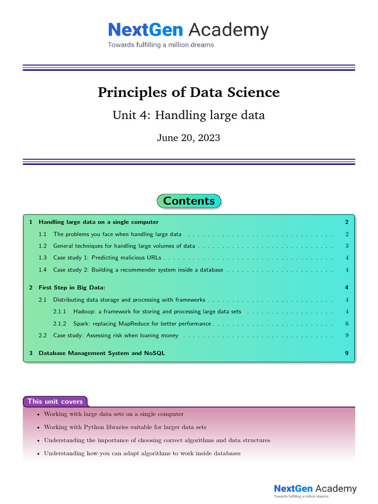 Handling Large Data in Data Science | PDF | Apache Spark | Apache Hadoop