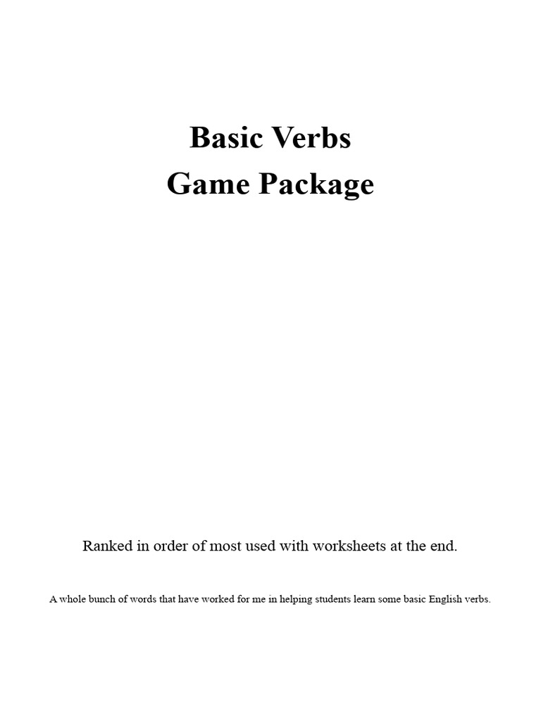 Engaging Games for Learning Verbs | PDF | Flashcard | Linguistics