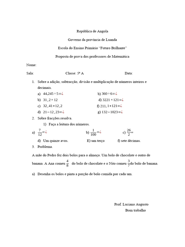 5 Classe de Matemática | PDF