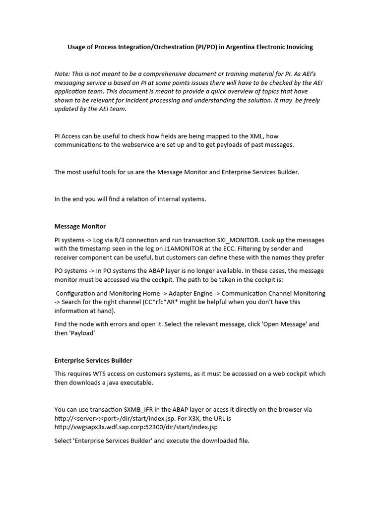 PI-PO Usage in AEI | PDF | Web Service | Xml