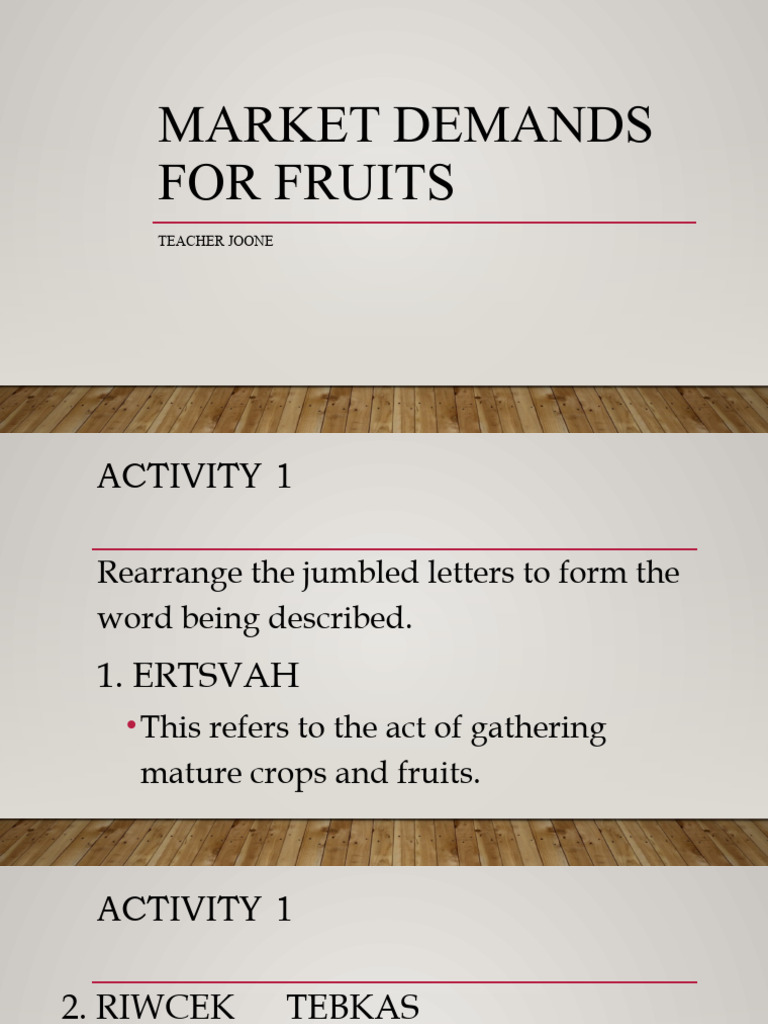 Market Demands For Fruits Activity | PDF