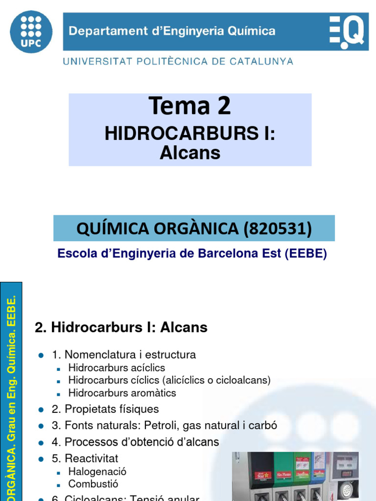 Tema 2 - Hidrocarburs I Alcans - EEBE - Def | PDF