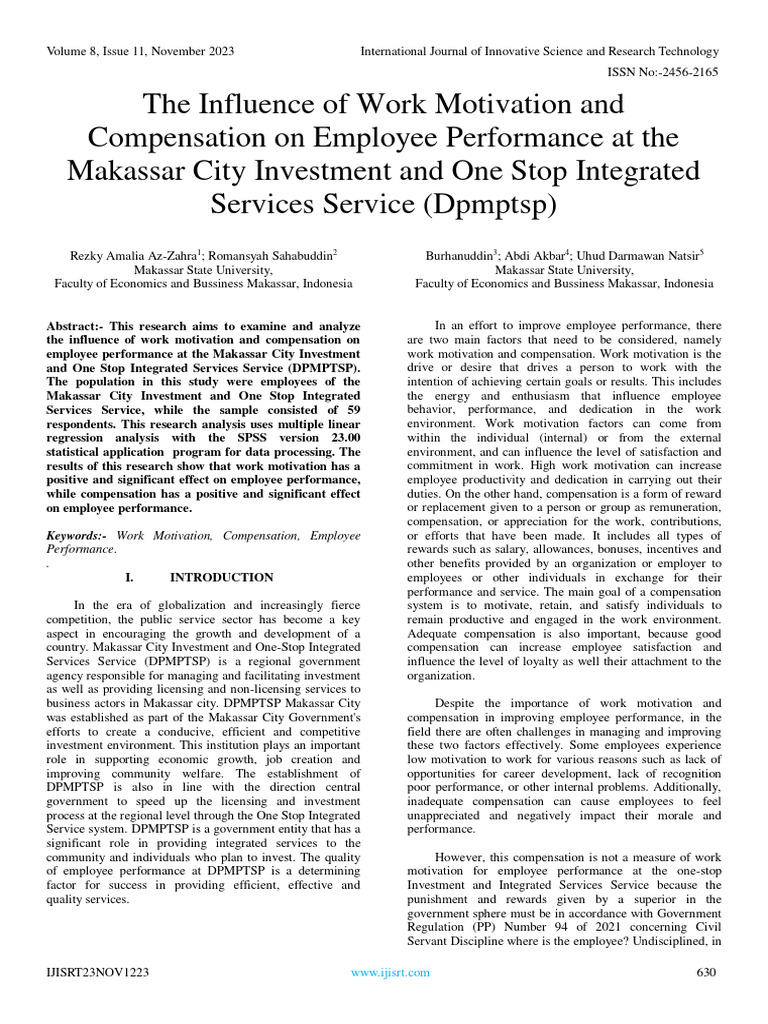 The Influence of Work Motivation and Compensation On Employee ...