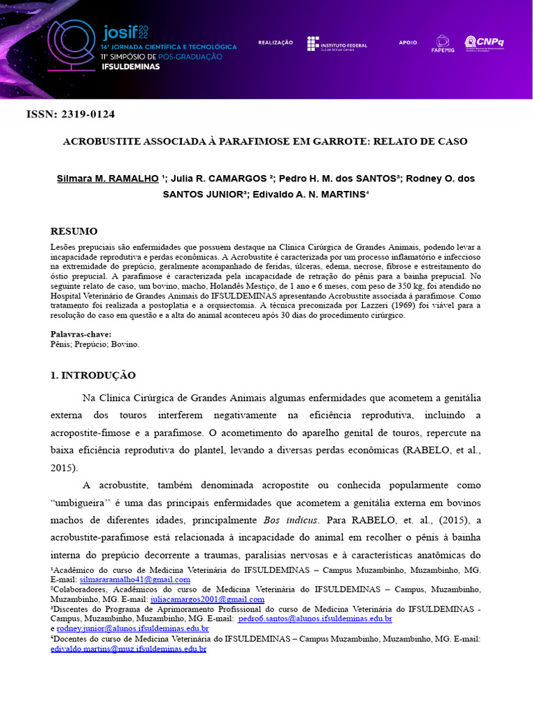 Acrobustite e Parafimose em Bovinos | PDF | Medicina Veterinária | Pênis