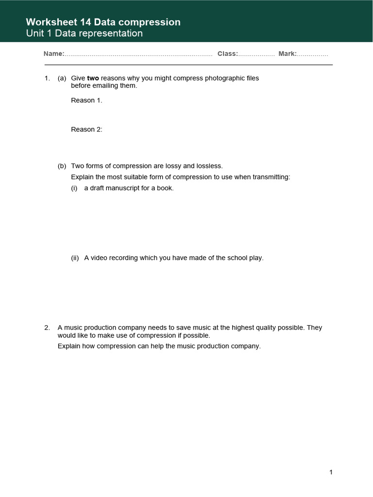 Unit 1 Data Representation | PDF | Computers