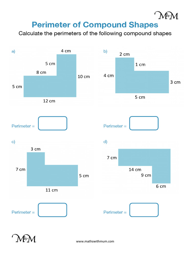Area And Perimeter Of Compound Shapes Worksheet Composite Figure