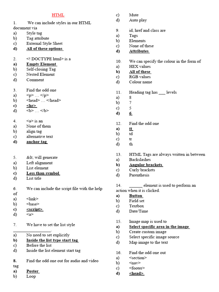 HTML Q. | Download Free PDF | Html Element | World Wide Web