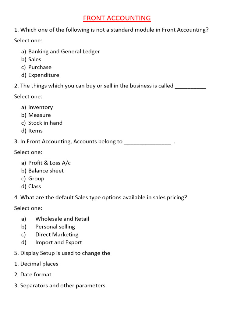 FrontAccounting Q. | PDF | Sales | Inventory
