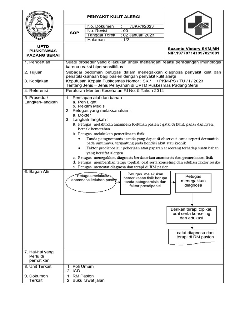 SOP Penyakit Kulit Alergi | PDF | Kesehatan Holistik | Sains & Matematika